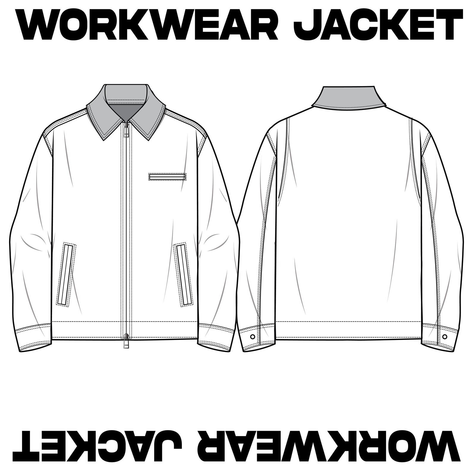 Workwear Jacket Vector Tech Drawing. Tech Pack Ready. Fashion Design ...
