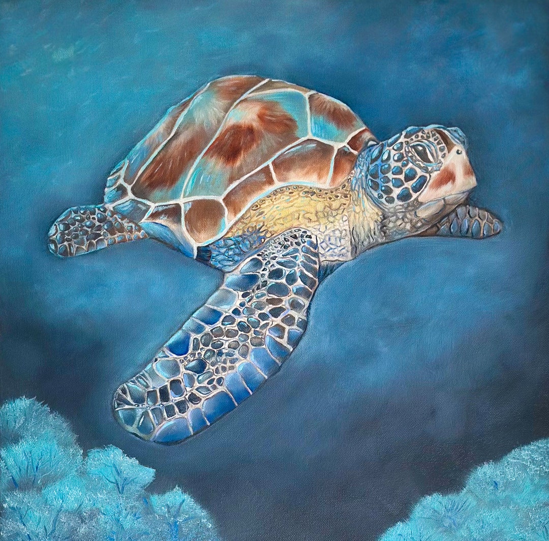 Loggerhead Sea Turtle Original Oil Painting - Etsy