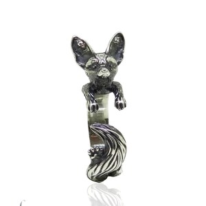 Fennec Fox Ring in Sterling Silver, Silver Fox Ring, Adjustable Animal ...