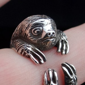 Sloth Ring, Sterling Silver Ring, Silver Sloth Jewelry, Animal Ring - Etsy