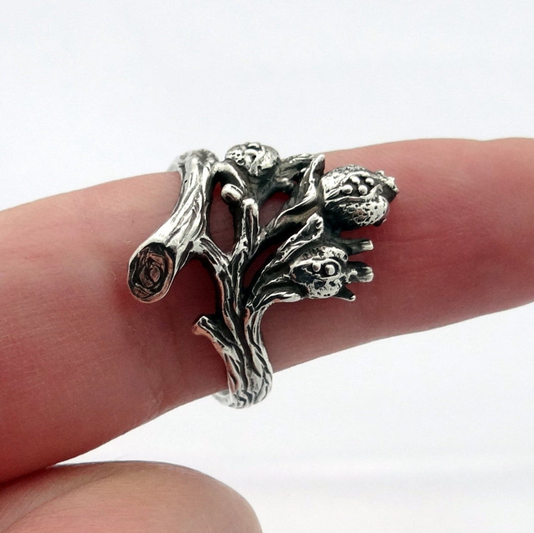 Silver Pomegranate Ring, Sterling Silver Ring, Silver Branch Ring ...
