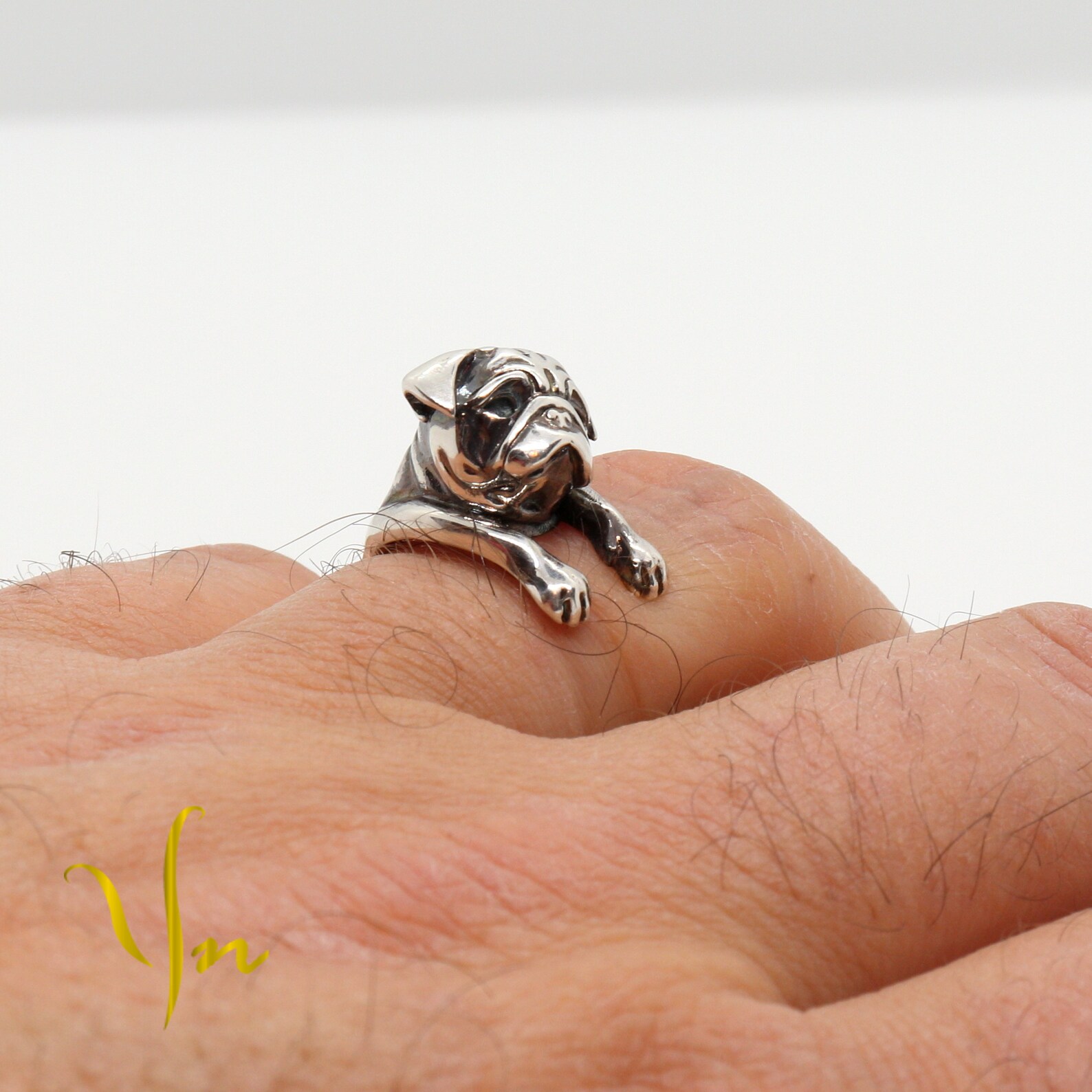 Silver Pug Ring Sterling Silver Dog Ring Pug Jewelry Pug - Etsy