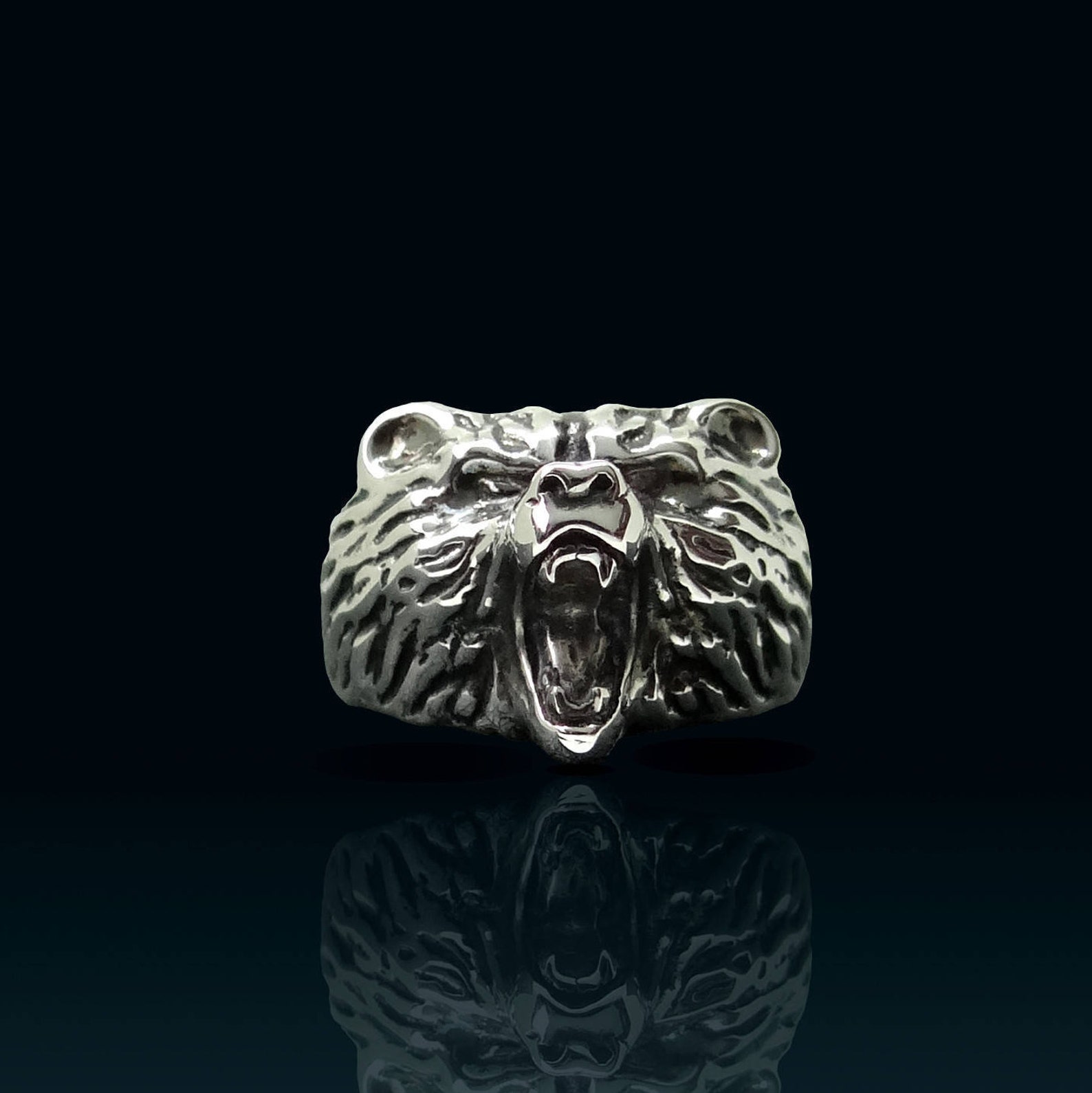 Bear Ring Sterling Silver Ring Grizzly Bear Bear Jewelry - Etsy UK
