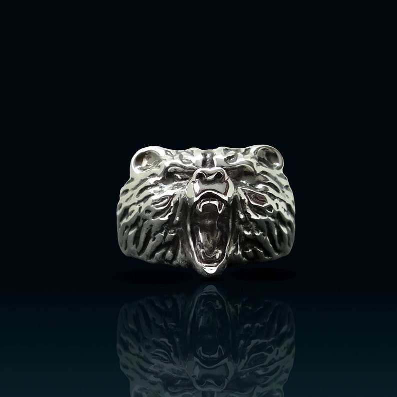 Bear Ring Sterling Silver Ring Grizzly Bear Bear Jewelry - Etsy UK
