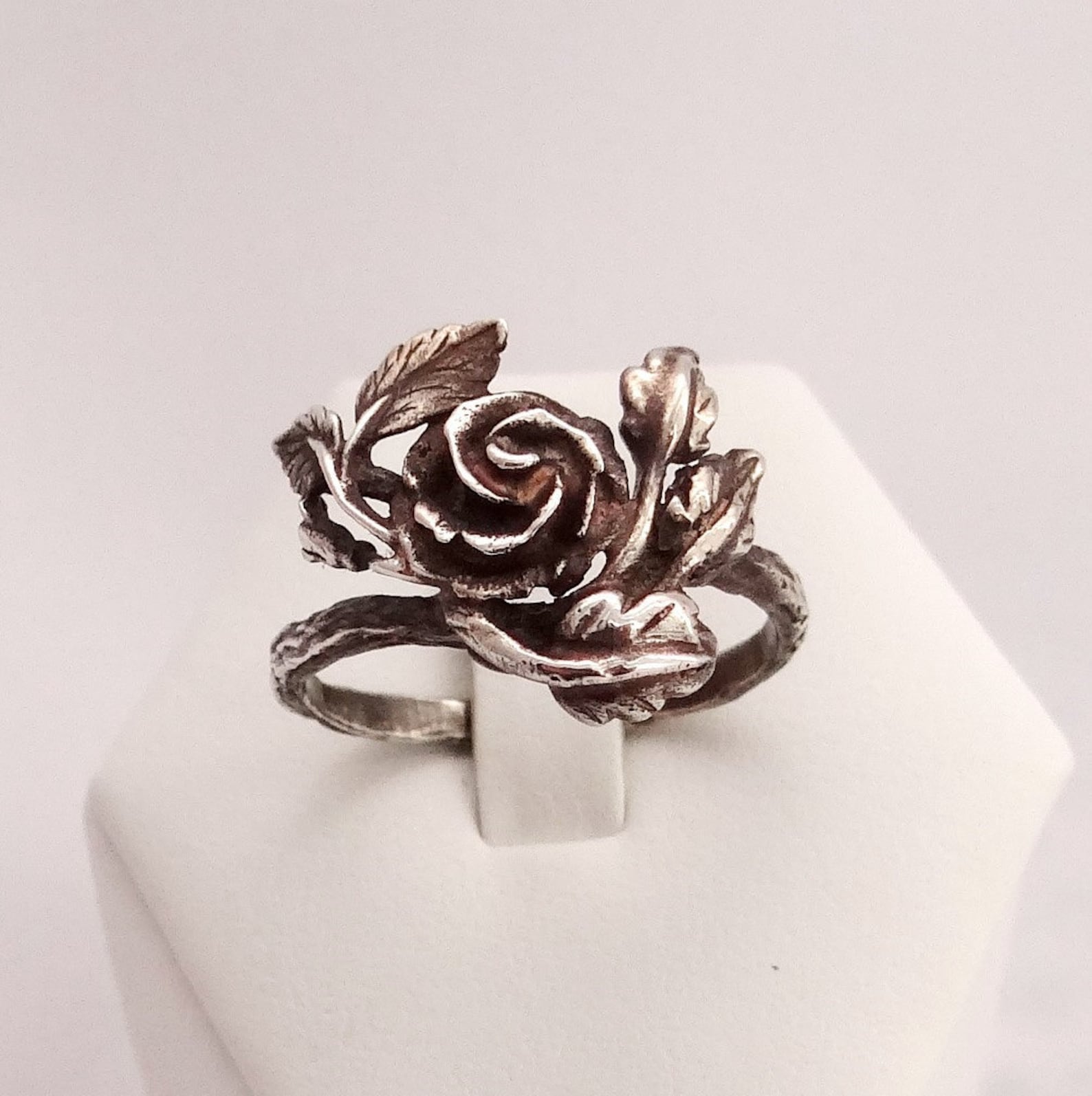 Beautiful Sterling Silver Rose Ring Detailed Floral | Etsy