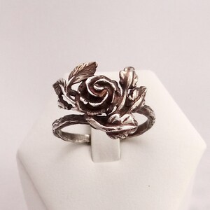 Beautiful Sterling Silver Rose Ring, Detailed Floral Ornaments, Pure ...