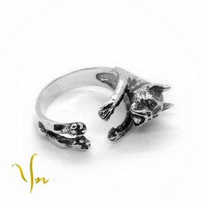 Boxer Dog Ring Sterling Silver Dog Ring Wrap Ring Adjustable Ring ...