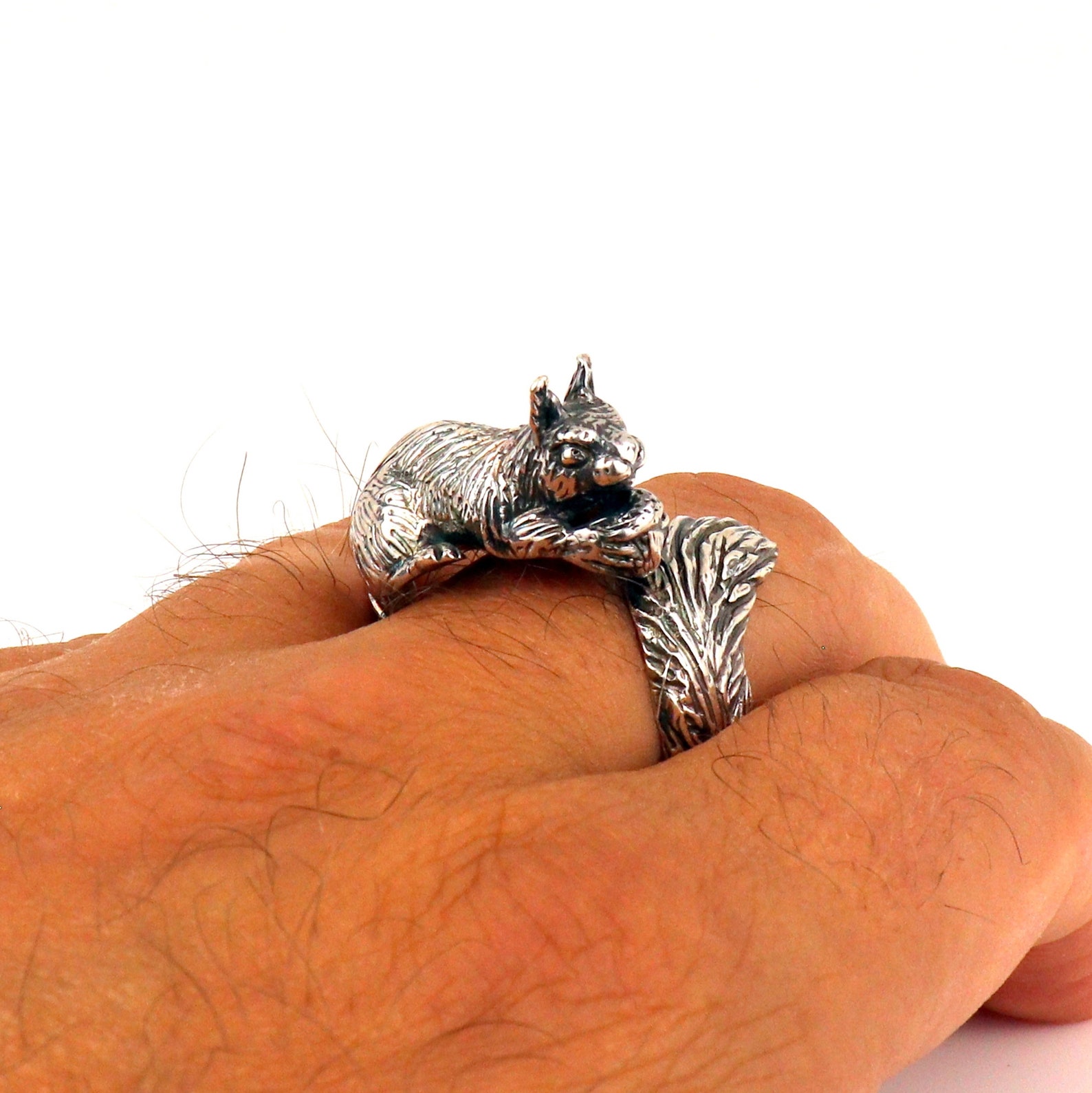 Silver Squirrel Ring Handmade Squirrel Wrap With Nut Ring - Etsy