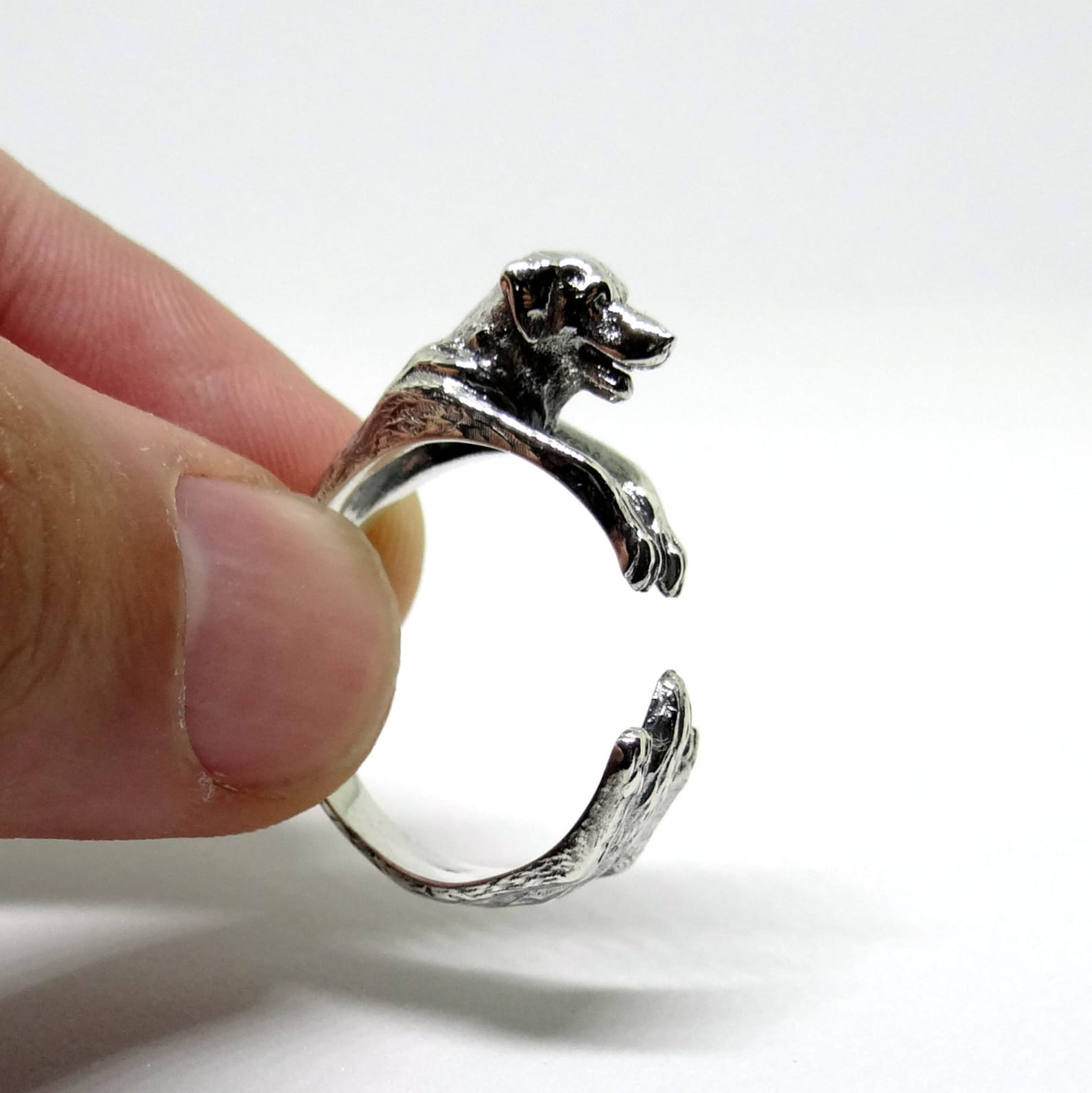 Golden Retriever Ring Sterling Silver Dog Wrap Ring Animal | Etsy