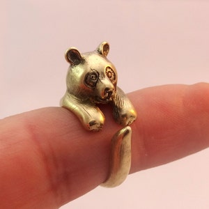 Brass Panda Ring Animal Ring Cute Ring Adjustable Ring - Etsy