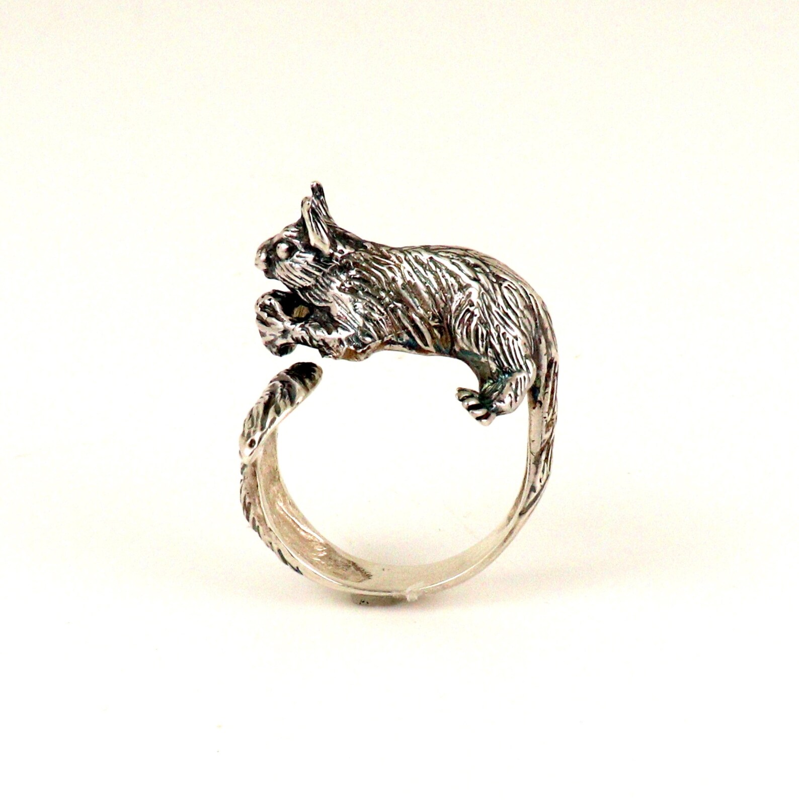 Silver Squirrel Ring Handmade Squirrel Wrap With Nut Ring - Etsy