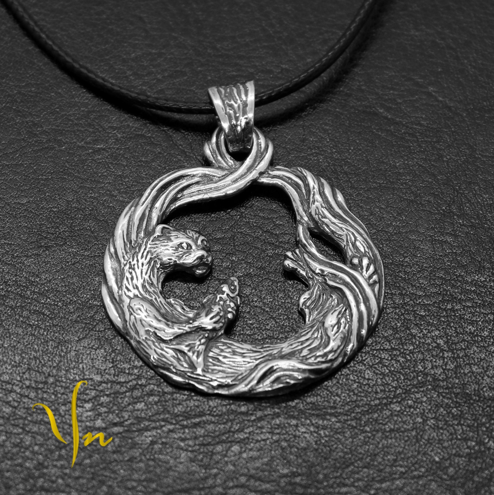 Sterling Silver Otter Pendant Handmade Otter Hunting Fish - Etsy UK