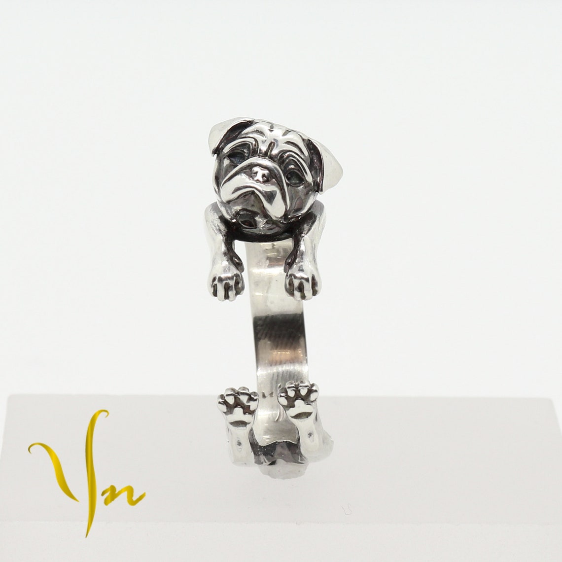 Silver Pug Ring Sterling Silver Dog Ring Pug Jewelry Pug - Etsy