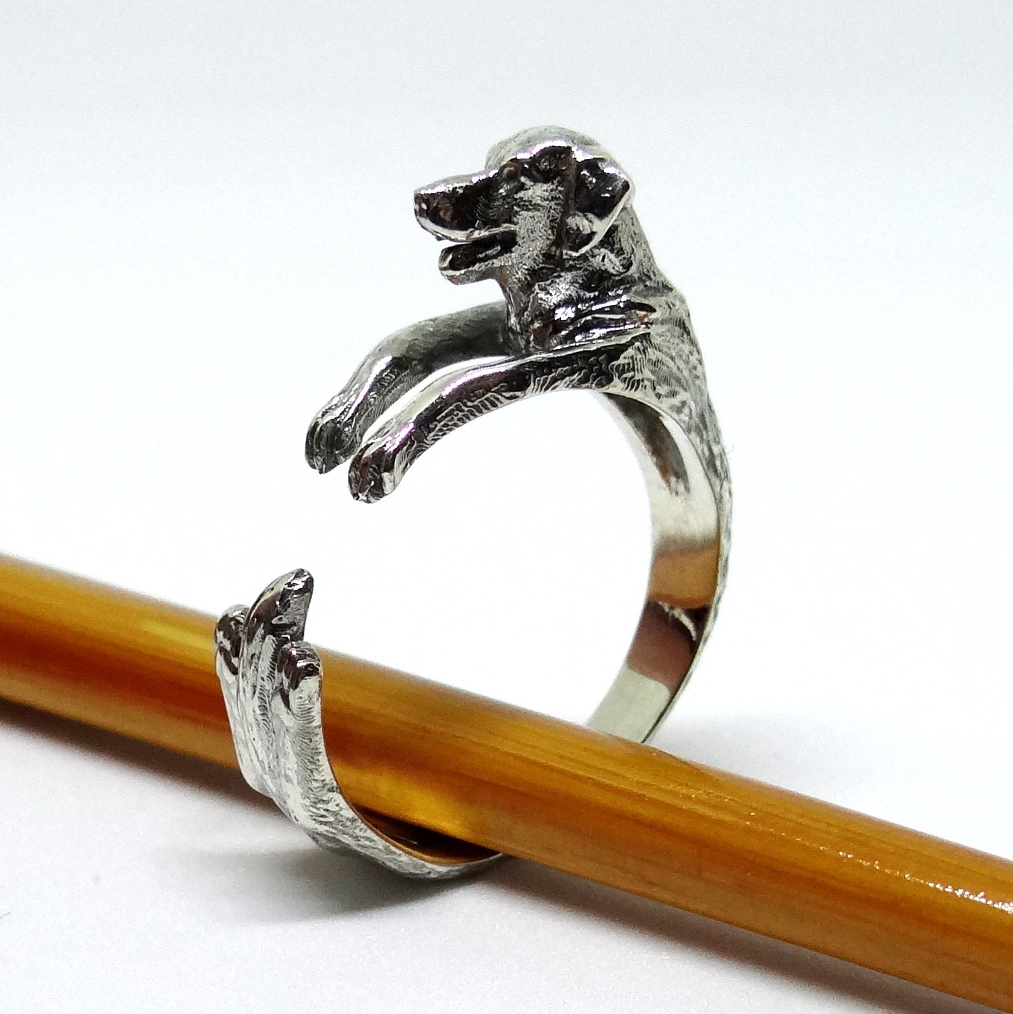 Golden Retriever Ring Sterling Silver Dog Wrap Ring Animal | Etsy