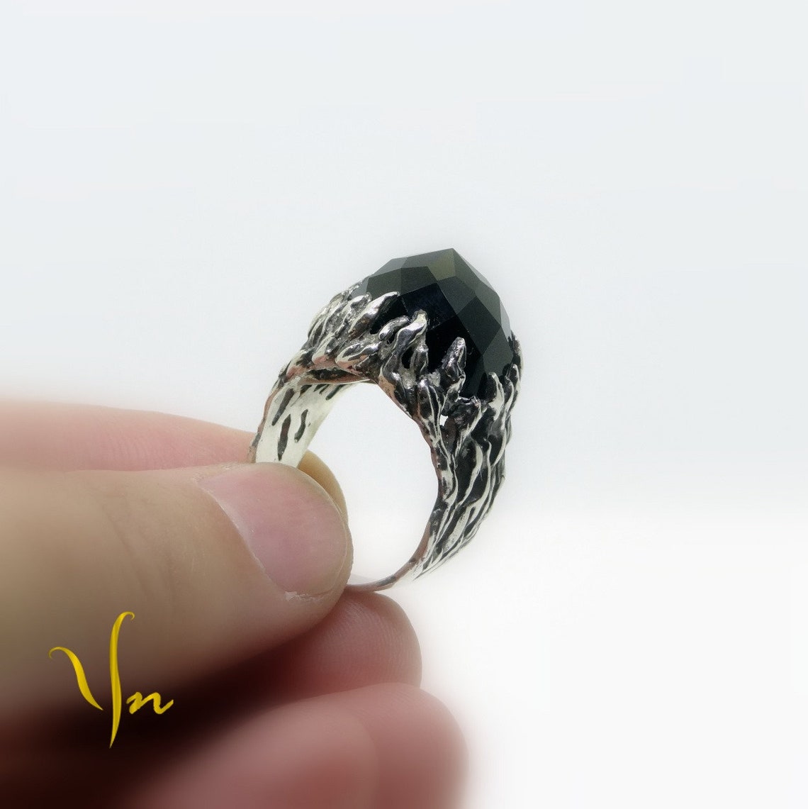 Massive Silver Mystical Ring With Black Stone For Women Eye | Etsy