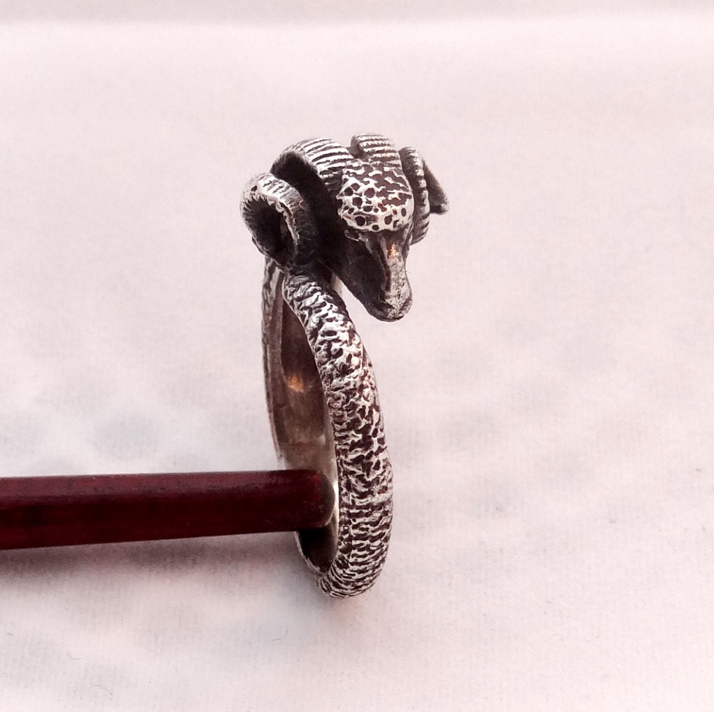 Silver Goat Ring Ram Ring in Sterling Silver Black Sheep | Etsy