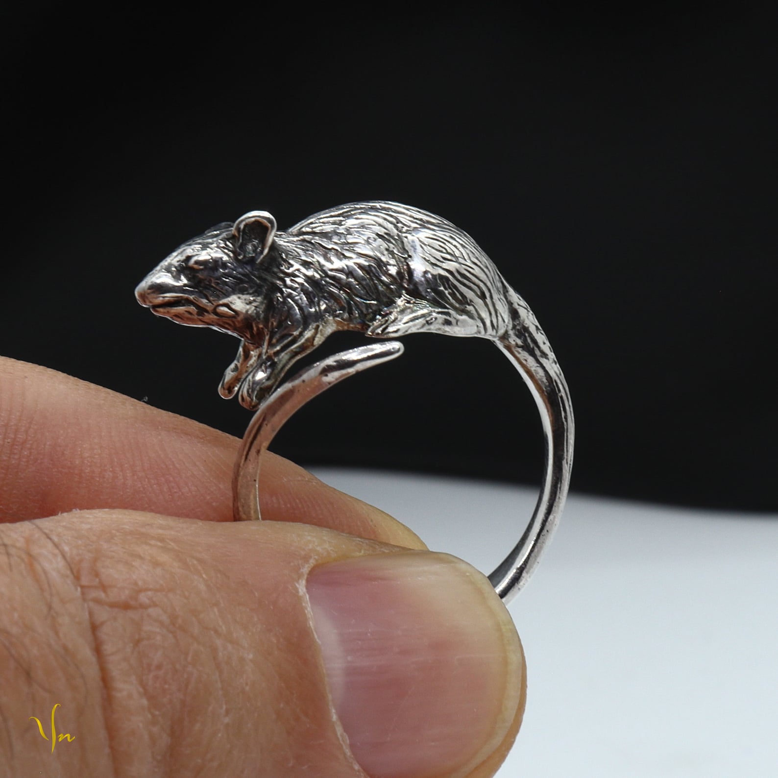 Rat Ring Rat Mouse Wrap Ring 925 Sterling Silver Ring | Etsy