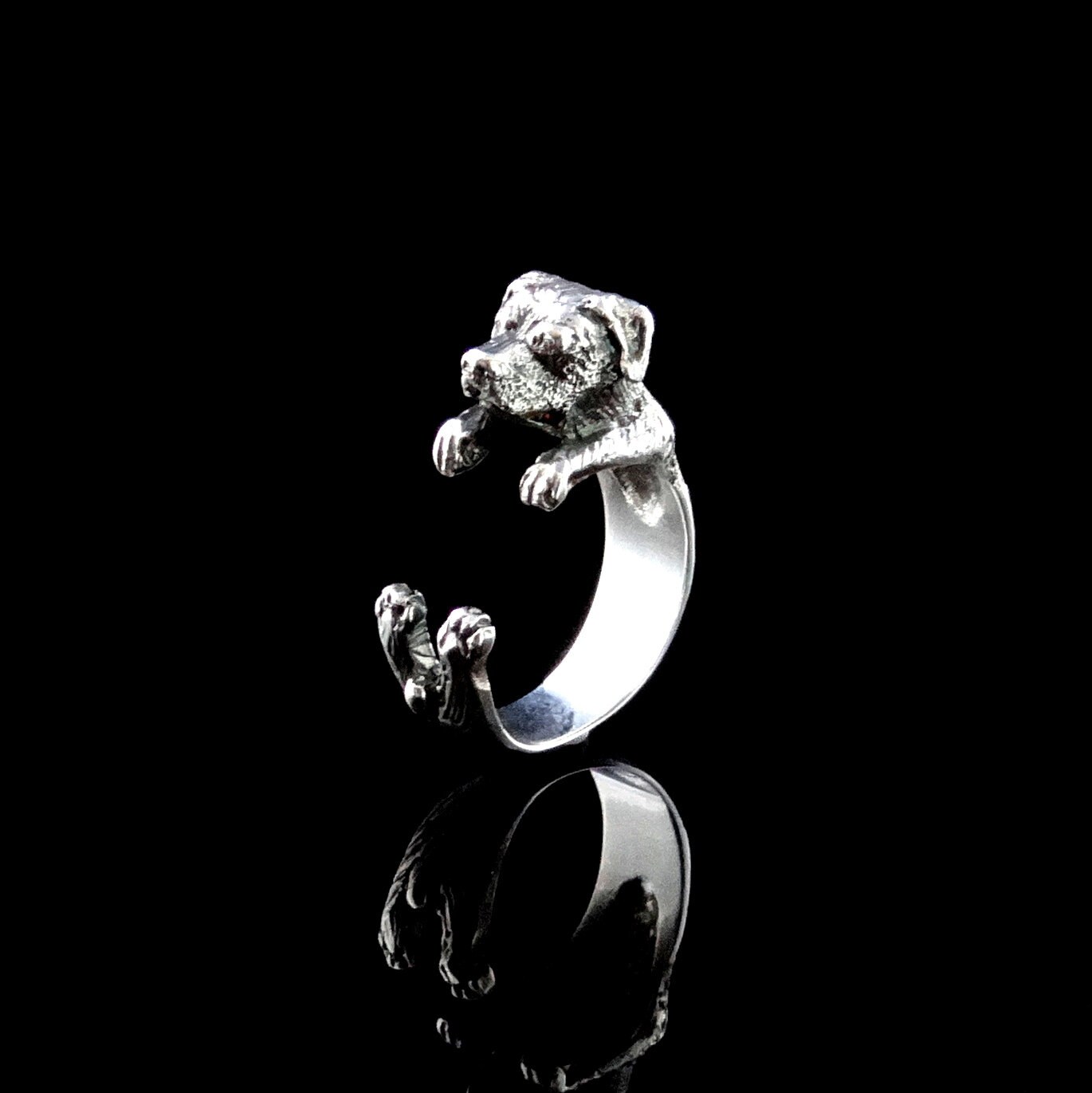 Silver Rottweiler Ring Sterling Silver Dog Ring Dog Wrap | Etsy