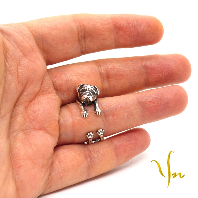 Silver Pug Ring Sterling Silver Dog Ring Pug Jewelry Pug - Etsy