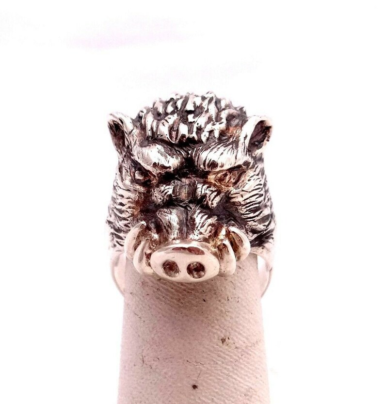 Wild Pig Ring Silver Wild Boar Sterling Silver Animal Ring - Etsy