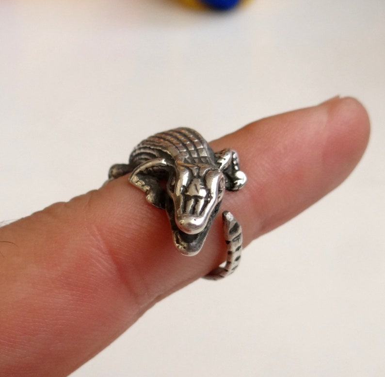 Silver Crocodile Ring Made of Sterling Silver Animal Wrap - Etsy