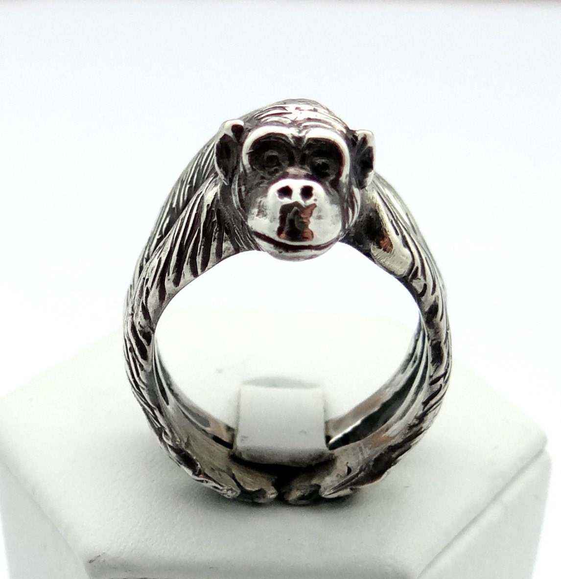 Sterling Silver Chimpanzee Ring Monkey Ring Silver Ring - Etsy