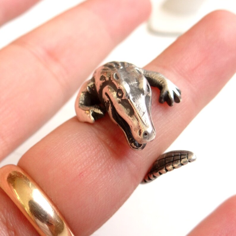 Adjustable Crocodile Ring Sterling Silver Ring Croc Ring - Etsy