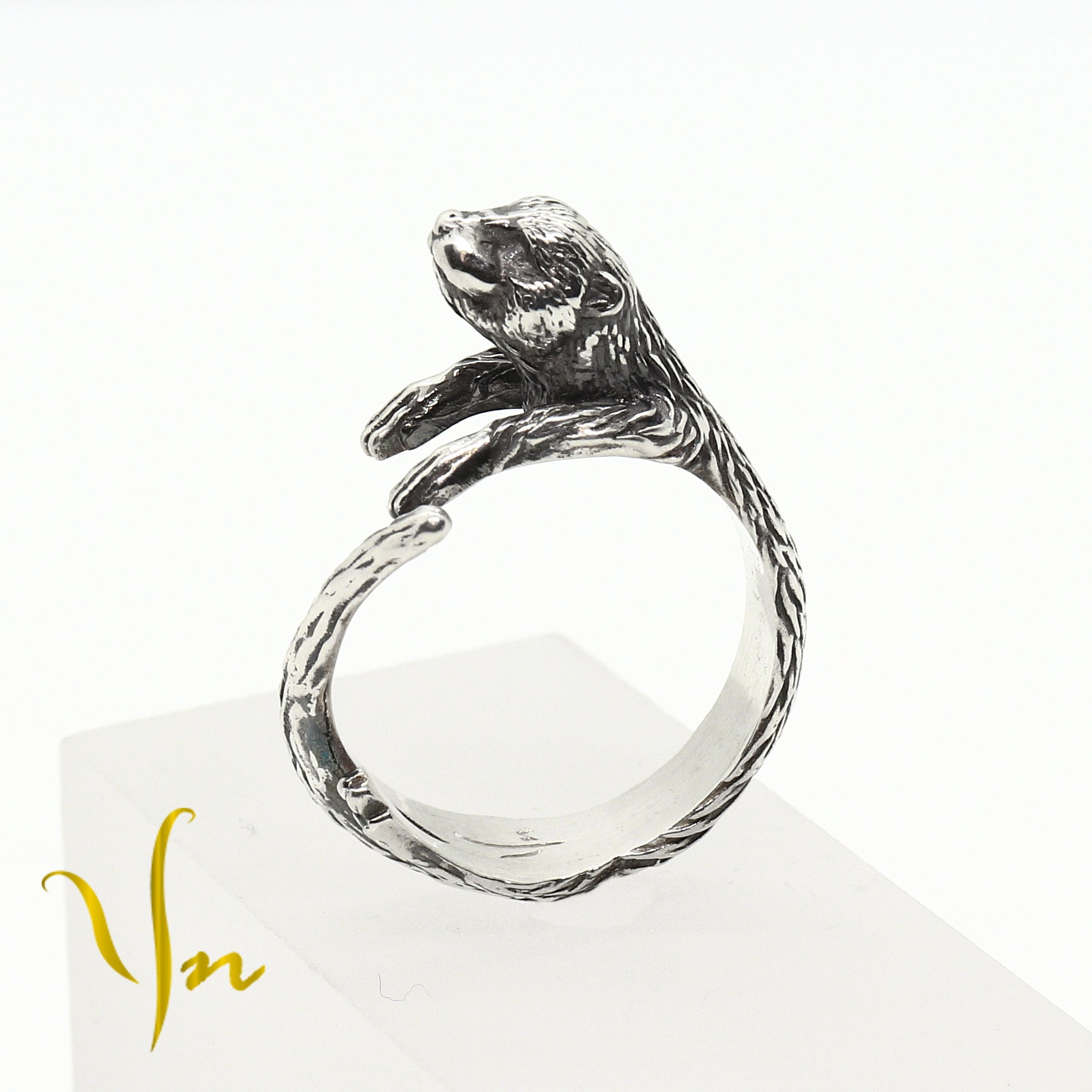 Handmade Silver Adjustable Otter Ring | Etsy