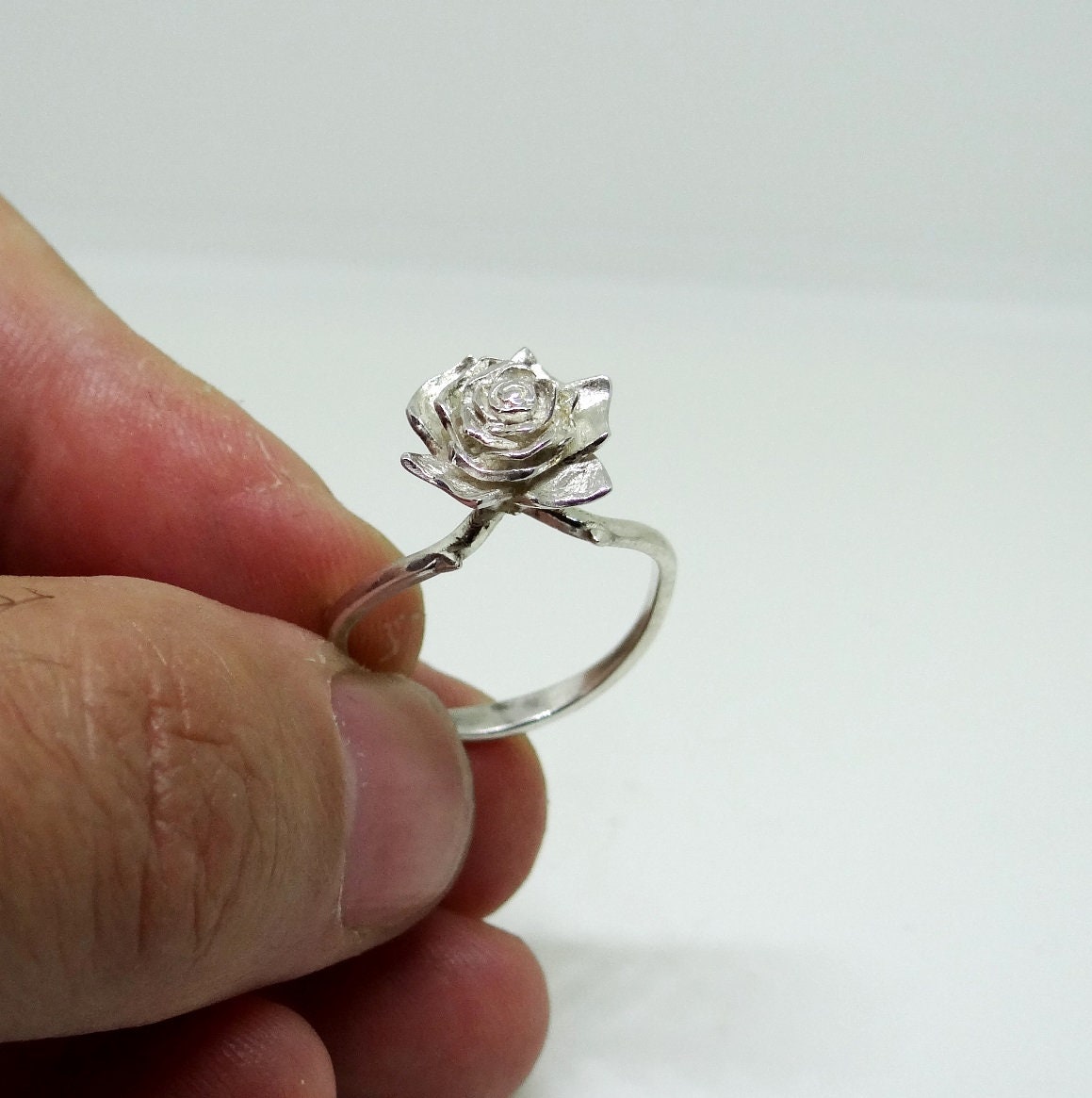 Sterling Silver Rose Flower Ring Handmade Gift for Her | Etsy