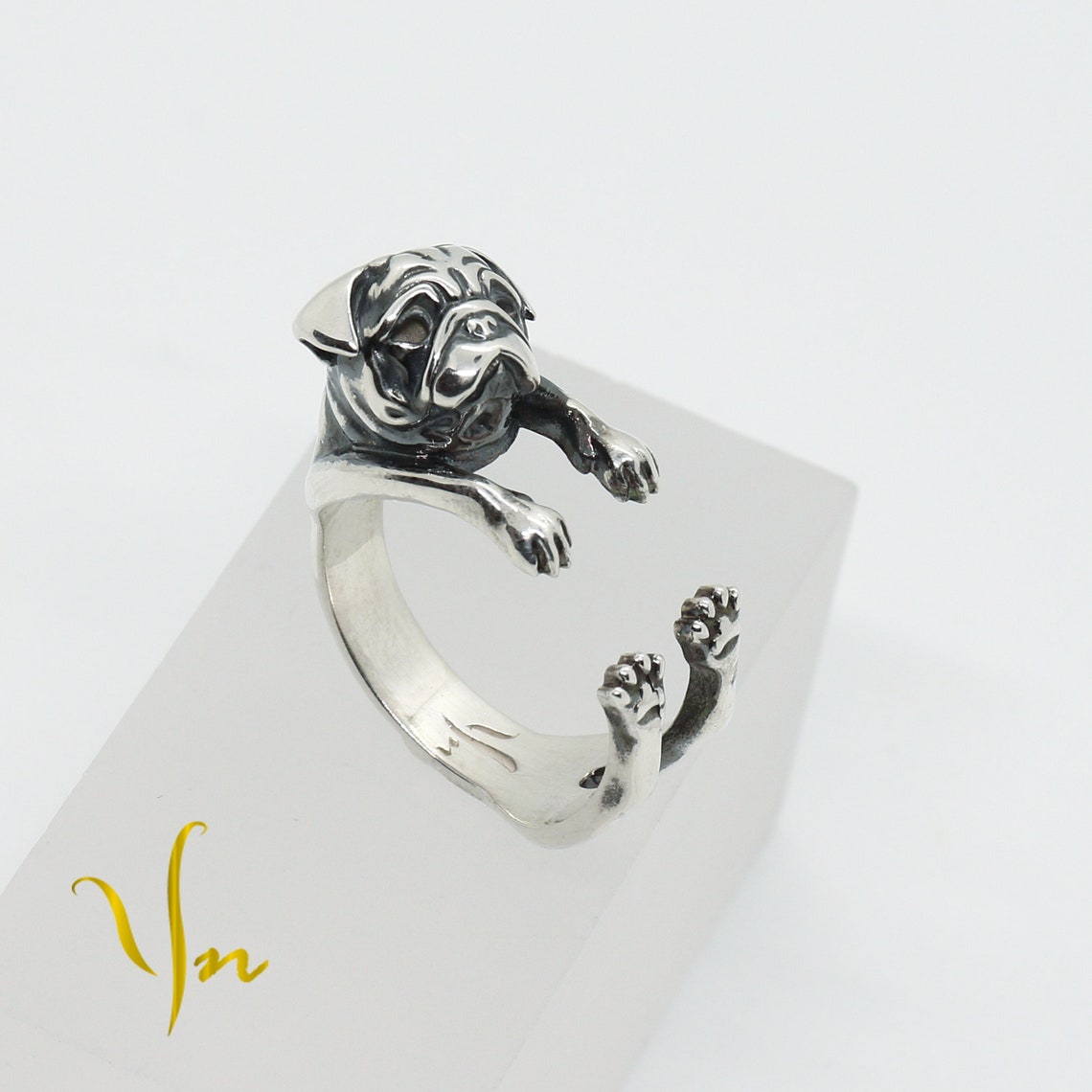 Silver Pug Ring Sterling Silver Dog Ring Pug Jewelry Pug - Etsy