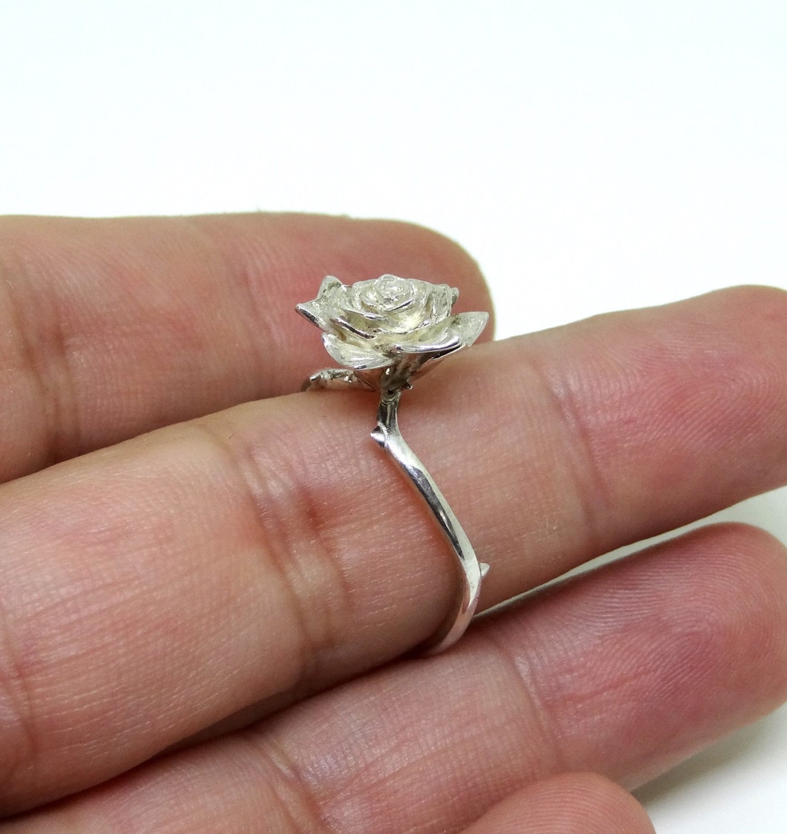 Sterling Silver Rose Flower Ring Handmade Gift for Her | Etsy