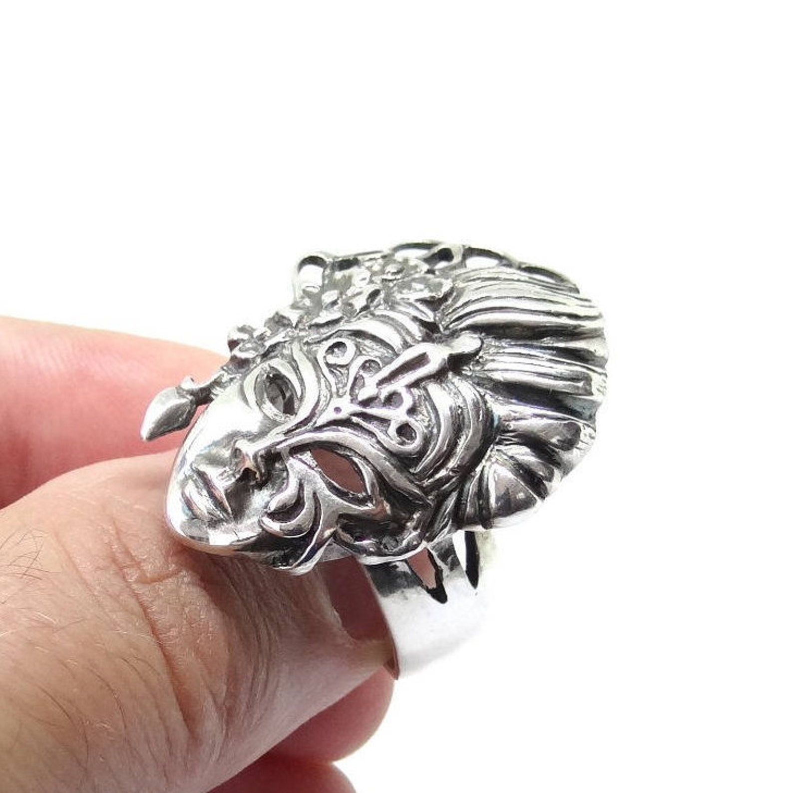 Mask Ring in Sterling Silver Handmade Silver Ring 925 - Etsy