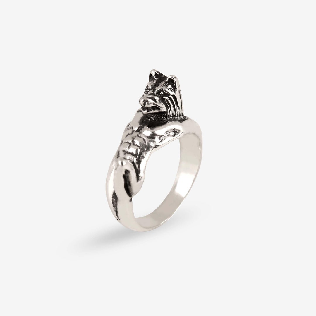 Wolf Ring With Man Body, Sterling Silver Handmade Animal Totem Jewelry ...
