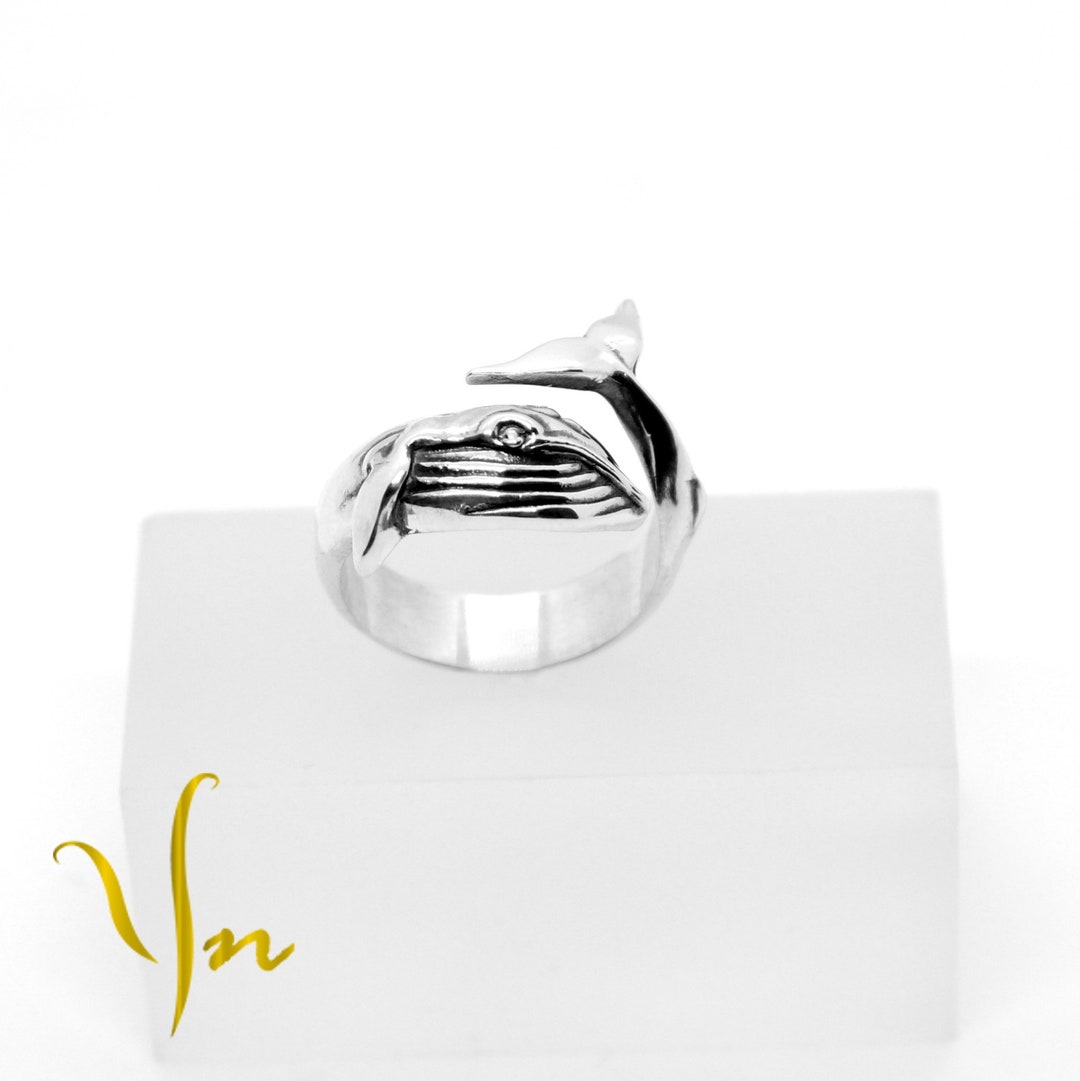 Whale Ring in Sterling Silver, Adjustable Whale Ring, Nautical Jewelry ...