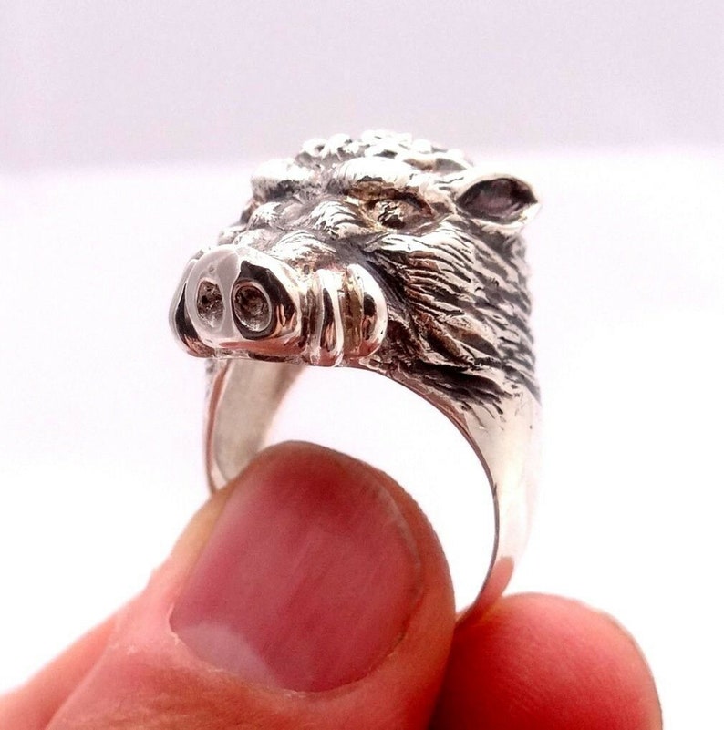 Wild Boar Ring Sterling Silver Ring Animal Ring Animal - Etsy