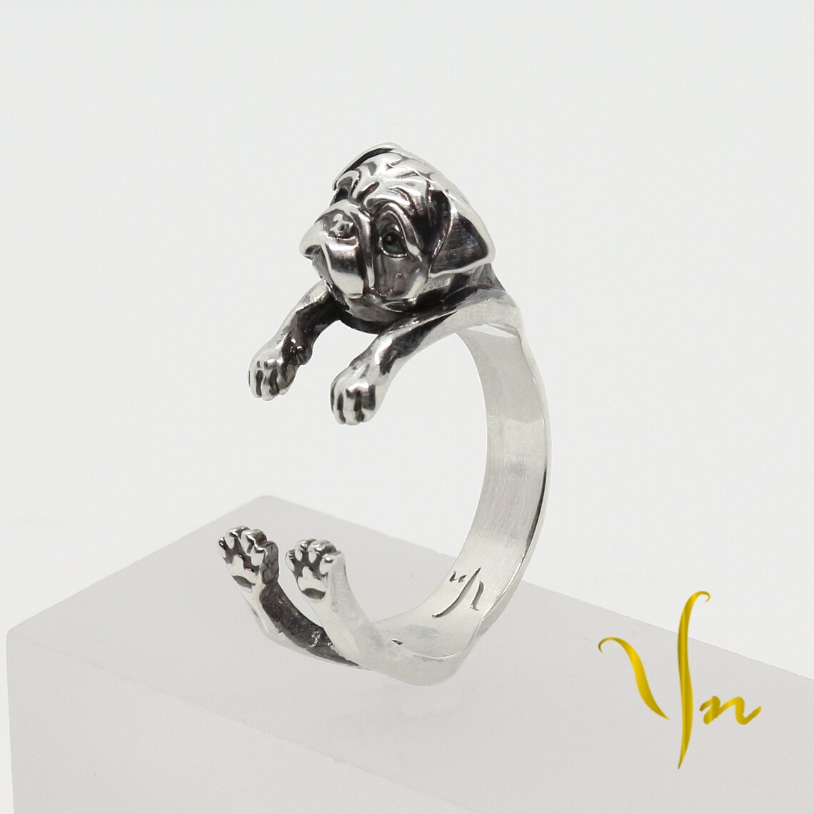 Silver Pug Ring Sterling Silver Dog Ring Pug Jewelry Pug - Etsy