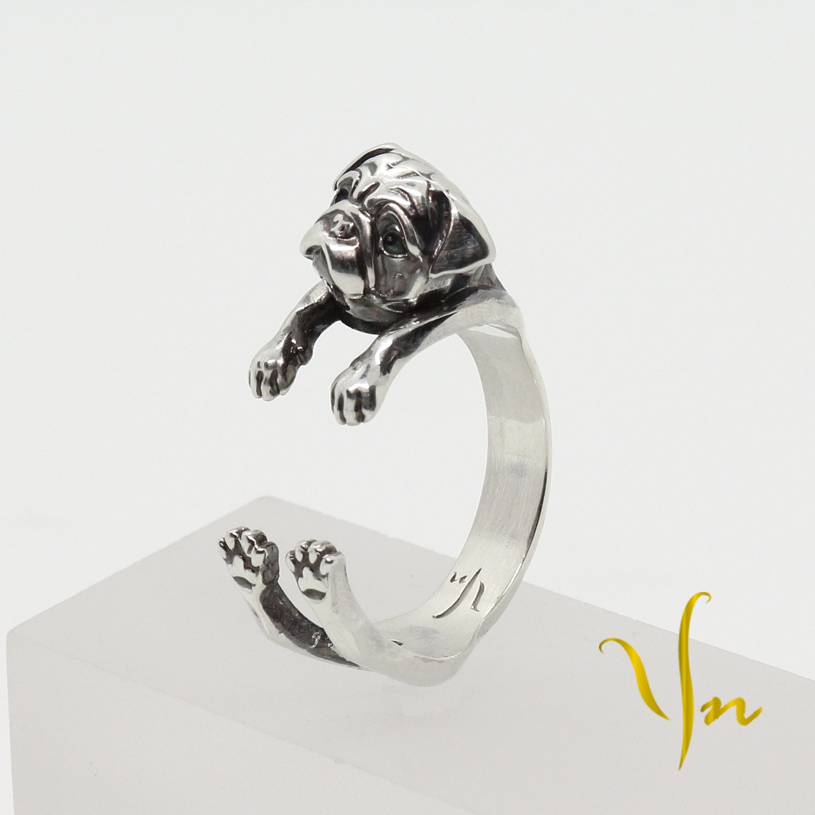 Silver Pug Ring Sterling Silver Dog Ring Pug Jewelry Pug | Etsy