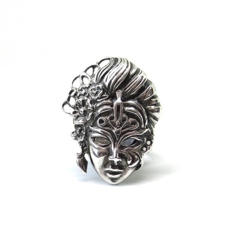 Mask Ring in Sterling Silver Handmade Silver Ring 925 - Etsy