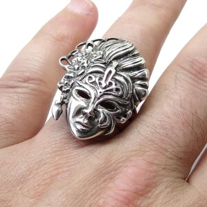 Mask Ring in Sterling Silver, Handmade Silver Ring, 925 Sterling Silver ...