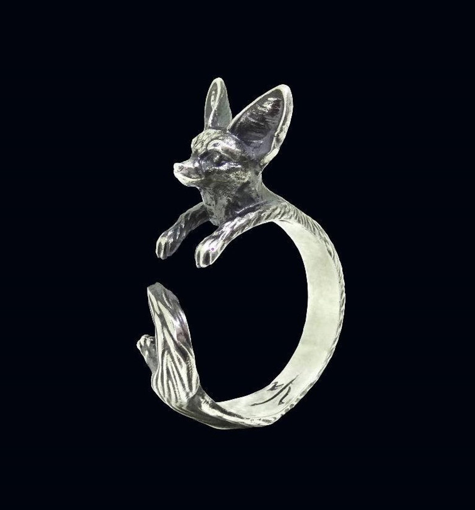 Fennec Fox Ring in Sterling Silver Silver Fox Ring - Etsy
