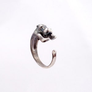 Hippo Ring in Sterling Silver, Sterling Silver Rings, Silver Hippopotamus, Animal Ring, Silver ...