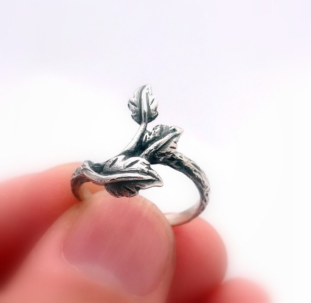 Leaf Ring, Sterling Silver Ring, Leaf Ring Silver, Silver Rings - Etsy