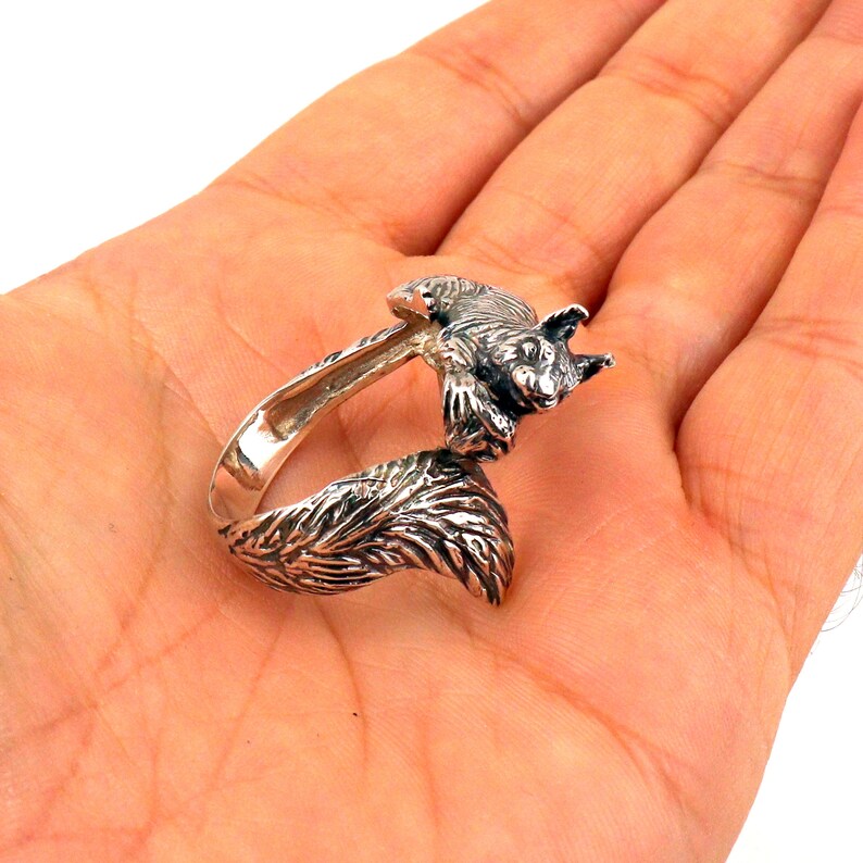 Silver Squirrel Ring Handmade Squirrel Wrap With Nut Ring - Etsy