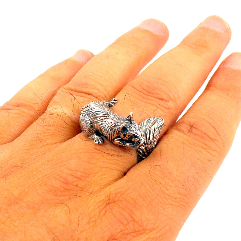 Silver Squirrel Ring Handmade Squirrel Wrap With Nut Ring - Etsy
