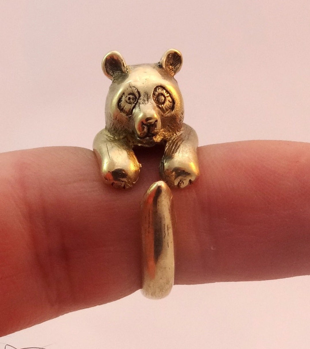 Brass Panda Ring Animal Ring Cute Ring Adjustable Ring - Etsy