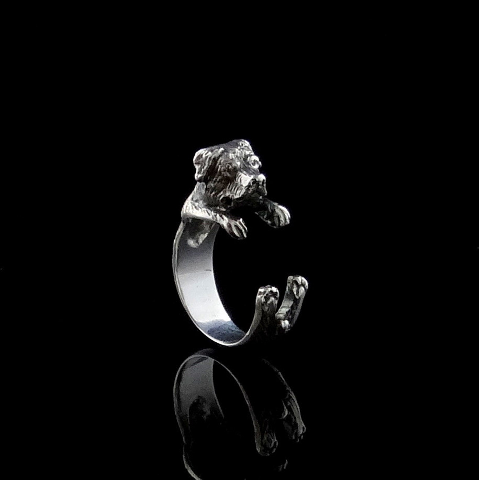 Silver Rottweiler Ring Sterling Silver Dog Ring Dog Wrap - Etsy