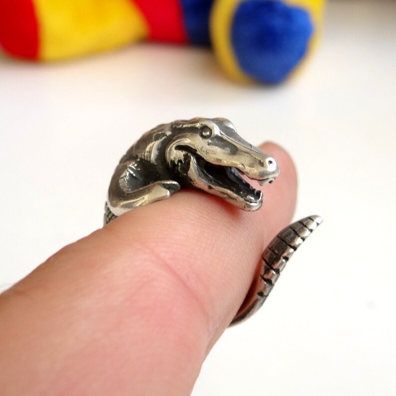Adjustable Crocodile Ring Sterling Silver Ring Croc Ring - Etsy