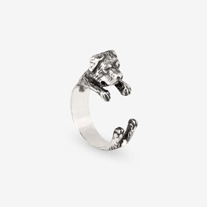 Silver Rottweiler Ring, Sterling Silver Dog Ring, Dog Wrap Ring, Animal ...