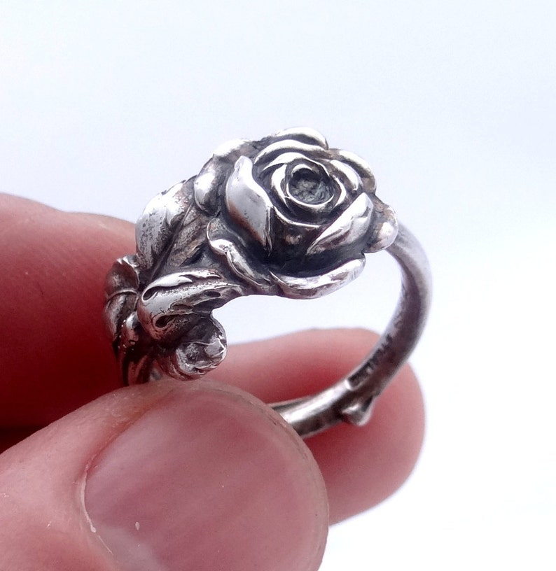 Spoon Ring Tea Rose Spoon Jewelry Flower Silver Rings - Etsy