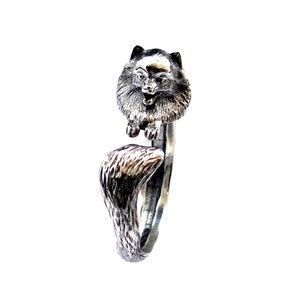 Pomeranian Ring, Pomeranian Spitz, Japanese Spitz Ring, Sterling Silver ...